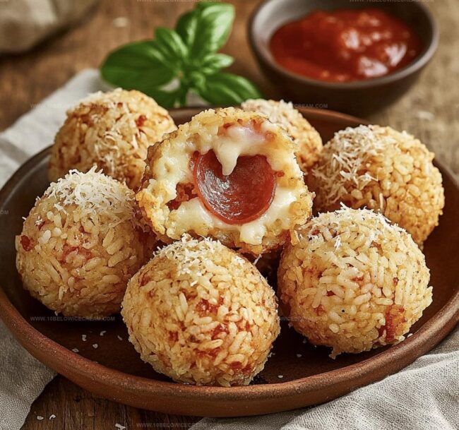 Cheesy Pepperoni Rice Balls Recipe Kids Adore - 10 Below Ice-cream